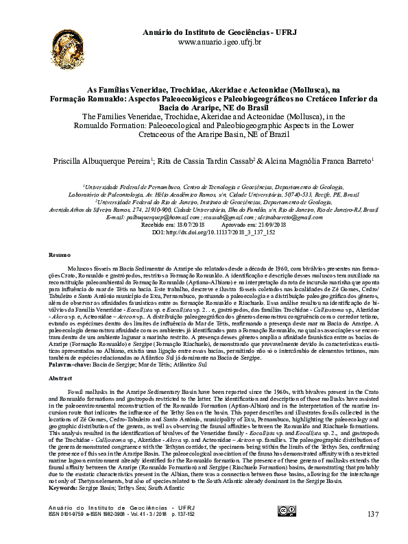 (PDF) The Families Veneridae, Trochidae, Akeridae and Acteonidae ...