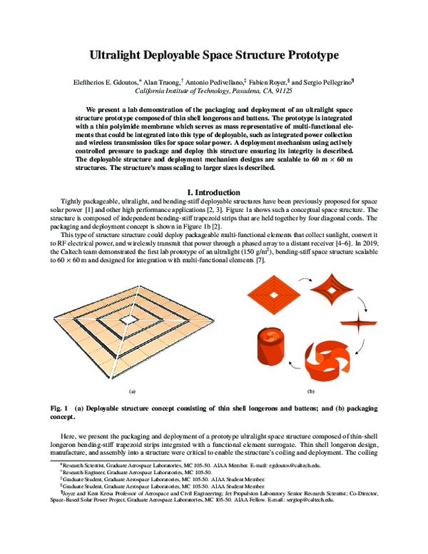 (PDF) Ultralight Deployable Space Structure Prototype | Antonio Pedivellano - Academia.edu