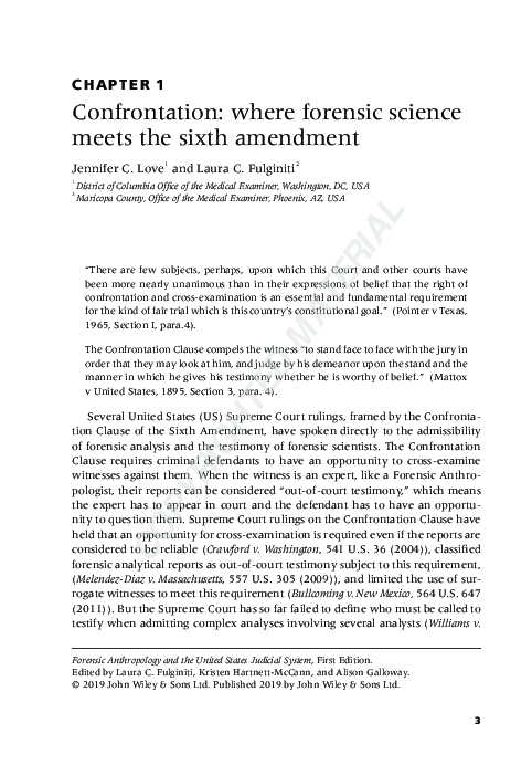 Pdf Confrontation Where Forensic Science Meets The Sixth Amendment