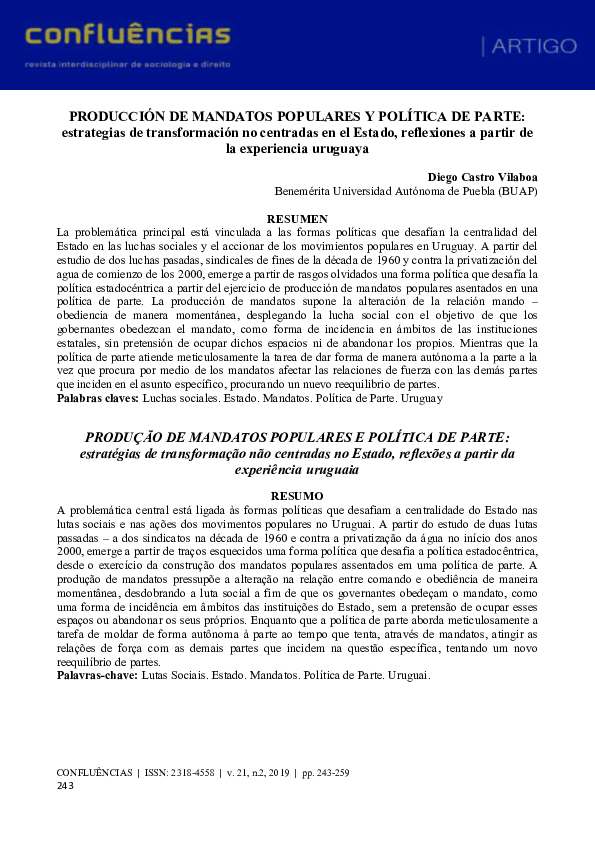 (PDF) (2019) Producción de mandatos populares y política de parte ...
