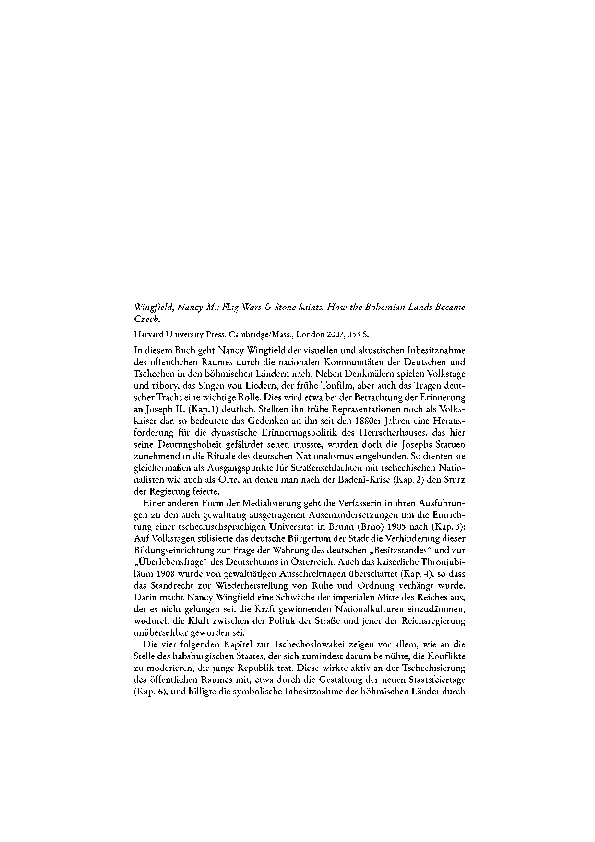 (PDF) Wingfield, Nancy M.: Flag Wars & Stone Saints. How the Bohemian ...