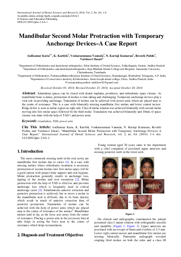 (PDF) Mandibular Second Molar Protraction with Temporary Anchorage ...