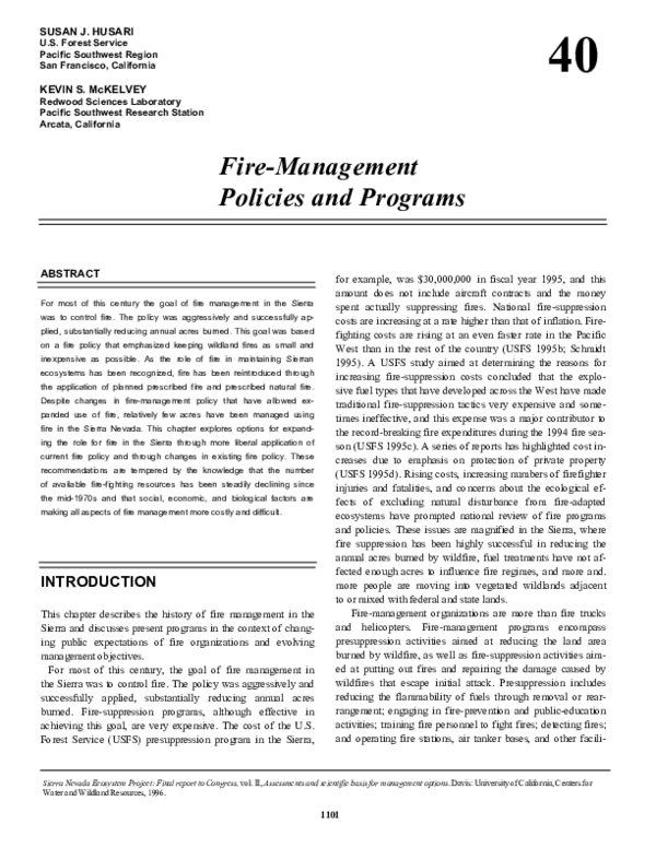 (PDF) Fire management policies and programs