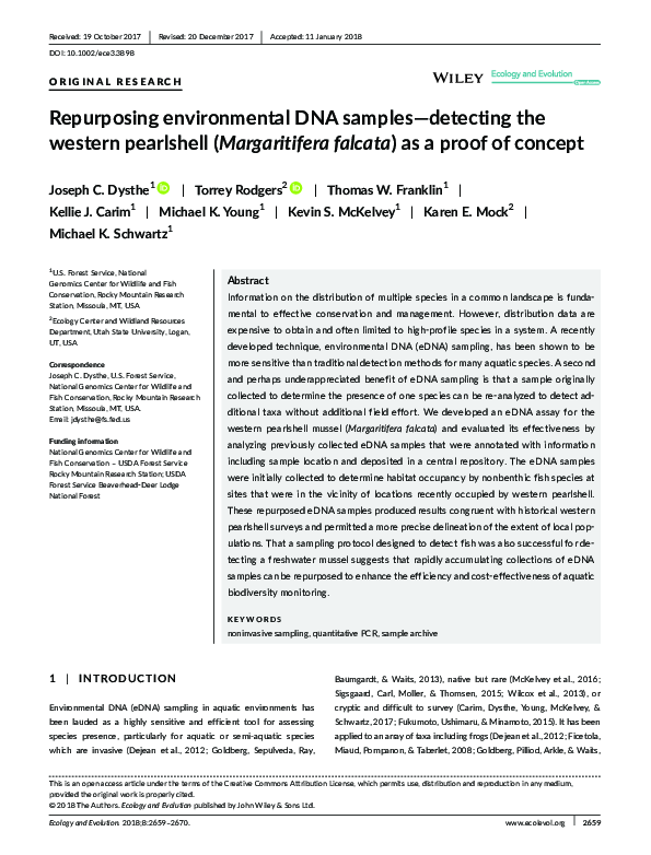 (PDF) {"__content__"=>"Repurposing environmental DNA samples-detecting ...