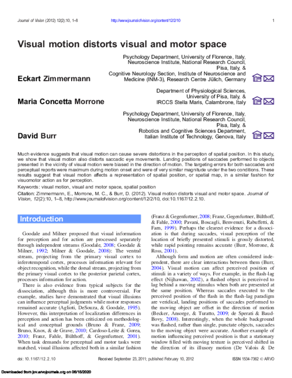 (PDF) Visual motion distorts visual and motor space