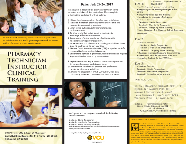 (PDF) Pharmacy Technician Instructor Clinical Training Instructors