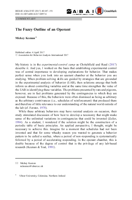 (PDF) The Fuzzy Outline of an Operant