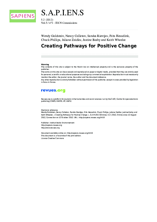 (PDF) Creating pathways for positive change