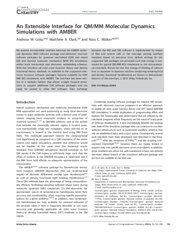 (PDF) An extensible interface for QM/MM molecular dynamics simulations ...
