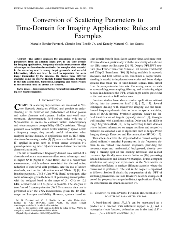 (PDF) Conversion of Scattering Parameters to Time-Domain for Imaging ...