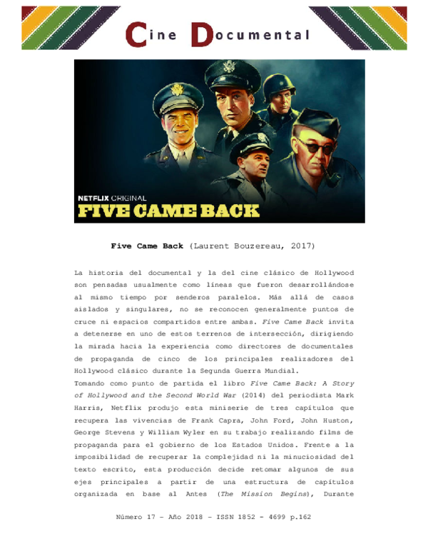 (PDF) Critica - Five Came Back (Laurent Bouzereau, 2017)