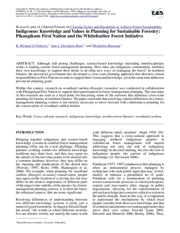 (PDF) Indigenous Knowledge and Values In Planning for Sustainable ...