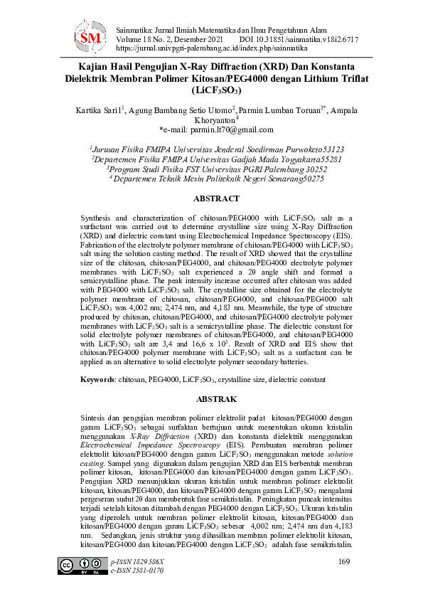 (PDF) Kajian Hasil Pengujian X-Ray Diffraction (XRD) Dan Konstanta ...