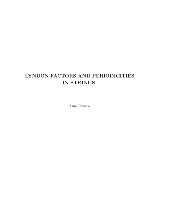 (PDF) Lyndon Factors and Periodicities in Strings