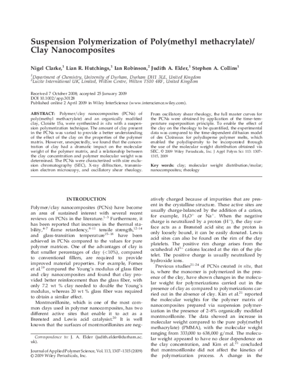 (PDF) Suspension polymerization of poly(methyl methacrylate)/clay ...