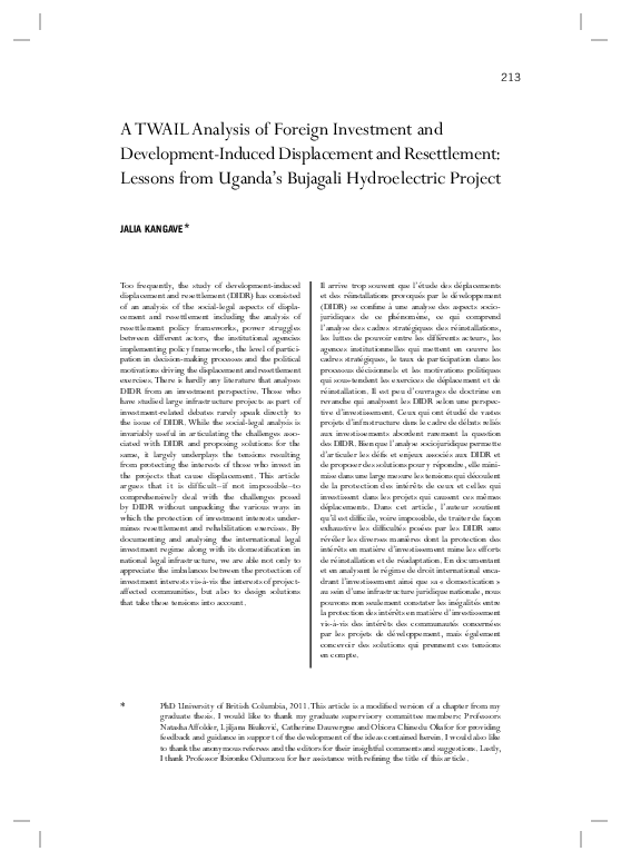 (PDF) A Twail Analysis of Foreign Investment and Development-Induced ...
