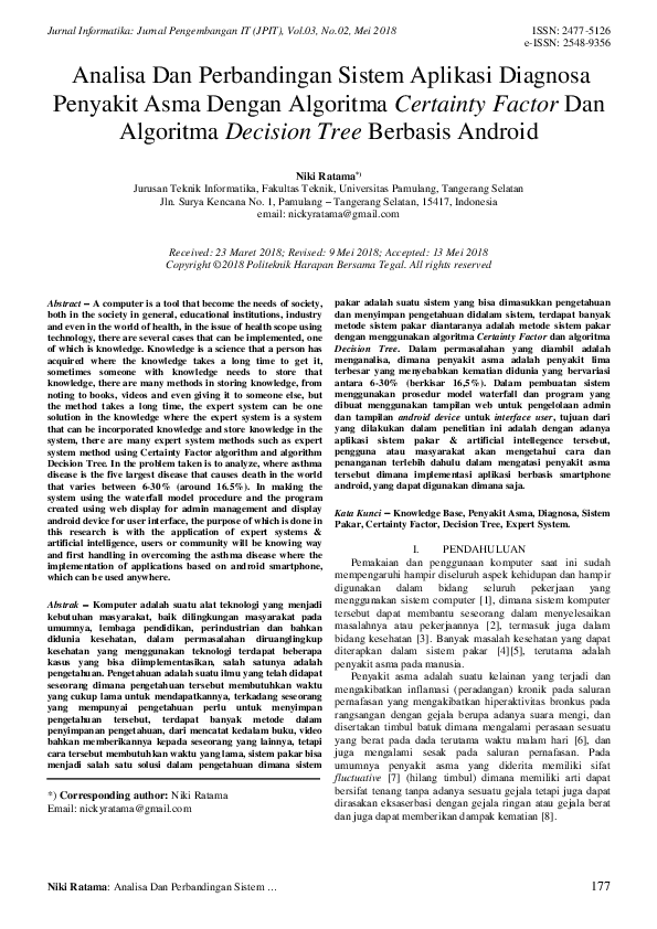 (PDF) Analisa Dan Perbandingan Sistem Aplikasi Diagnosa Penyakit Asma ...