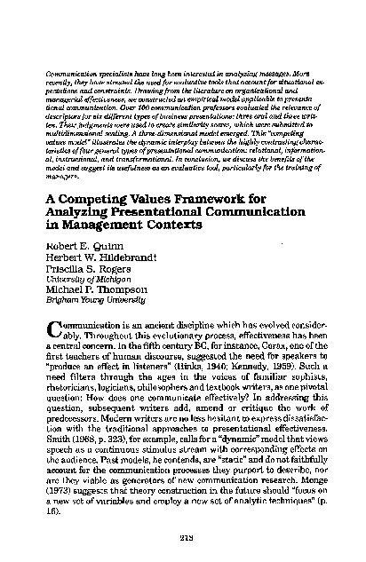 (PDF) A competing values framework for analyzing presentational ...