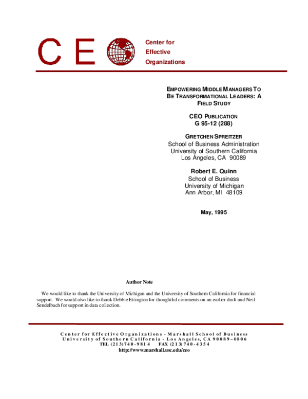(PDF) Empowering Middle Managers to be Transformational Leaders