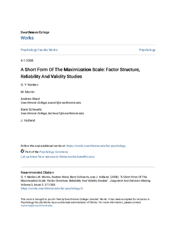 (PDF) The Material Values Scale: Measurement Properties and Development ...