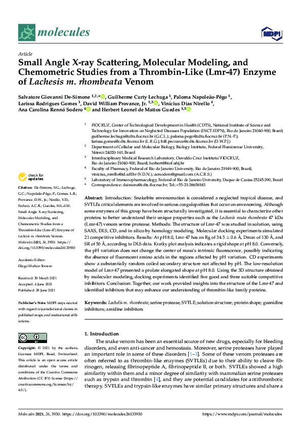 (PDF) Small Angle X-ray Scattering, Molecular Modeling, and Chemometric ...
