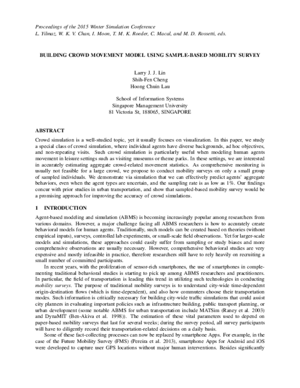 (PDF) Building crowd movement model using sample-based mobility survey