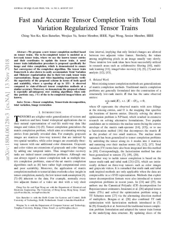 Pdf Fast And Accurate Tensor Completion With Total Variation Regularized Tensor Trains
