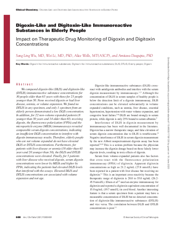 (PDF) Digoxin-Like and Digitoxin-Like Immunoreactive Substances in ...