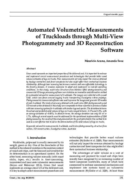(PDF) Automated Volumetric Measurements of Truckloads through Multi ...