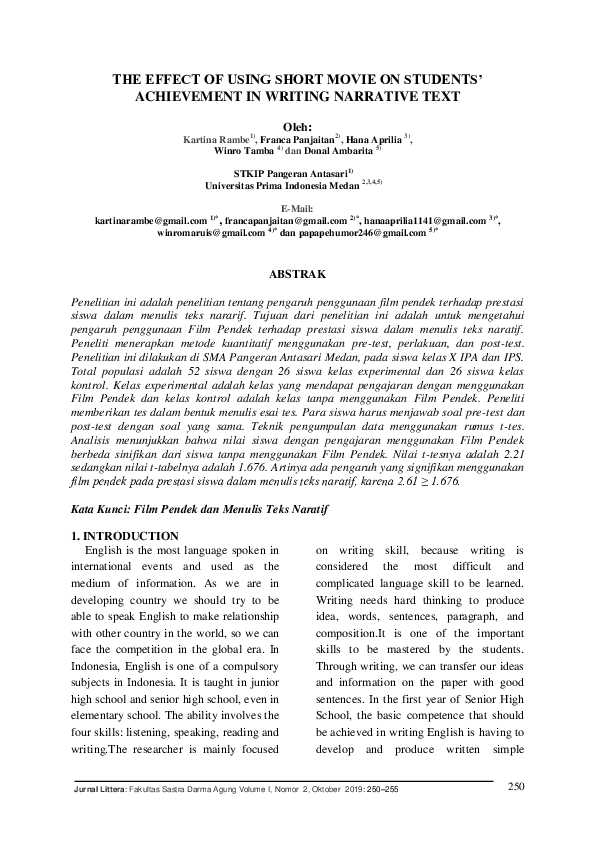 PDF The Effect Of Using Short Movie On Students Achievement In PDF The Effect Of Using Short Movie On Students Achievement In