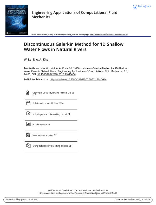 (PDF) Discontinuous Galerkin Method for 1D Shallow Water Flows in Natural Rivers