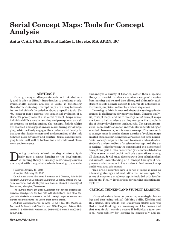 (PDF) Serial concept maps: tools for concept analysis