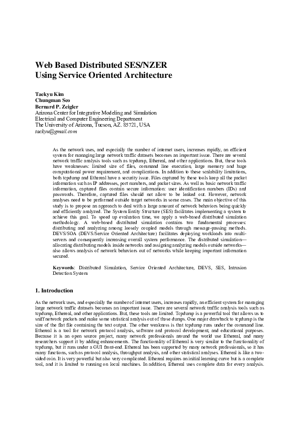 (PDF) Web Based Distributed SES / NZER Using Service Oriented Architecture
