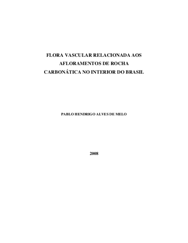 (PDF) Flora vascular relacionada aos afloramentos de rocha carbonática ...