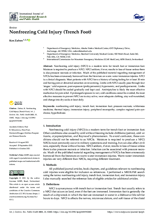(PDF) Nonfreezing Cold Injury (Trench Foot)