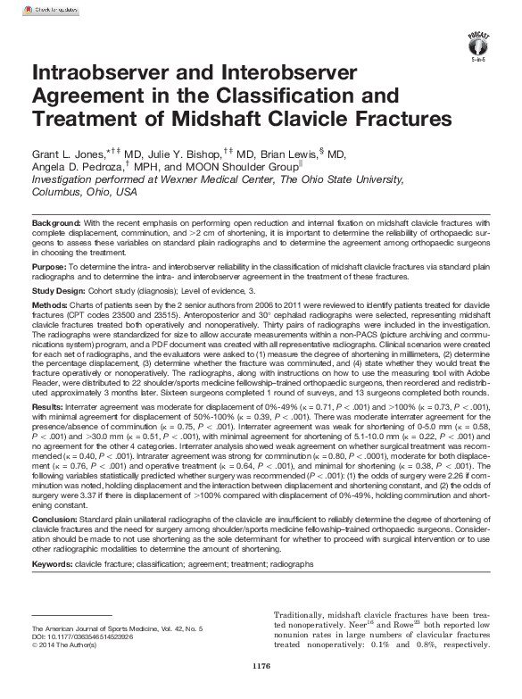 (PDF) Intraobserver and Interobserver Agreement in the Classification ...