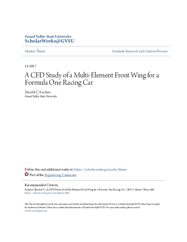 (PDF) A CFD Study of a Multi-Element Front Wing for a Formula One ...