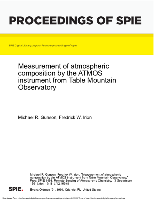 (PDF) Measurement of atmospheric composition by the ATMOS instrument ...