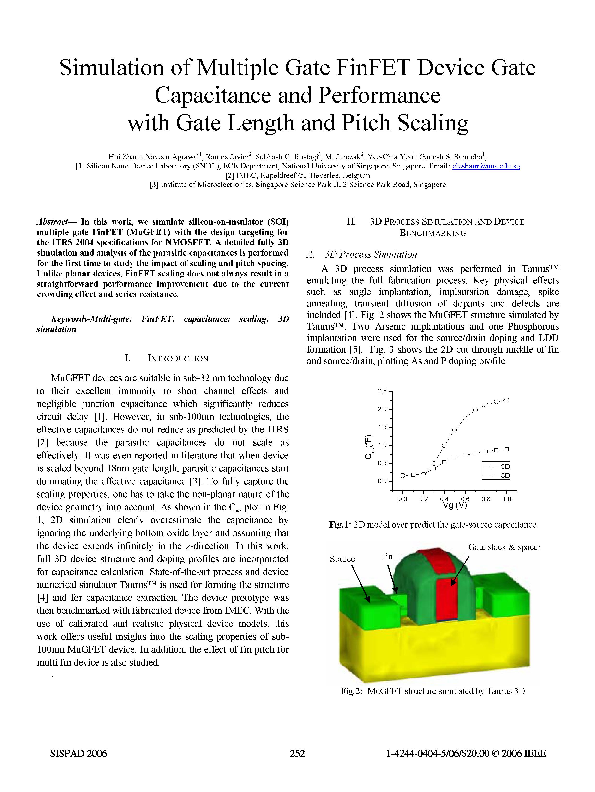 (PDF) Simulation of Multiple Gate FinFET Device Gate Capacitance and ...