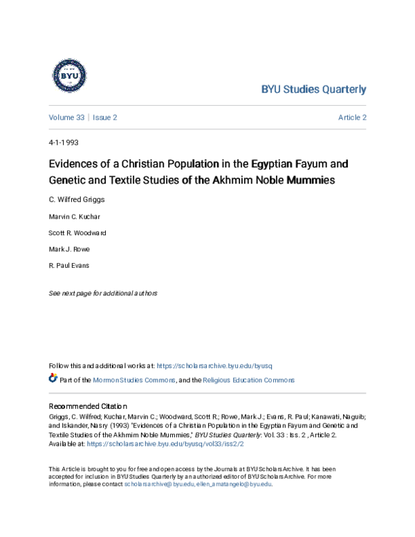 (PDF) Evidences of a Christian Population in the Egyptian Fayum and ...