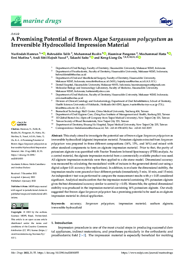 (PDF) A Promising Potential of Brown Algae Sargassum polycystum as ...