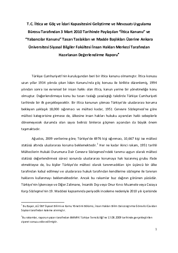 (PDF) A Report on the Initial Draft of the Turkish Asylum Law (in Turkish)