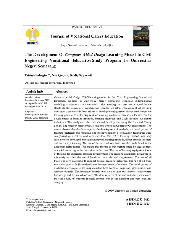 (PDF) The Development Of Computer Aided Design Learning Model In Civil ...
