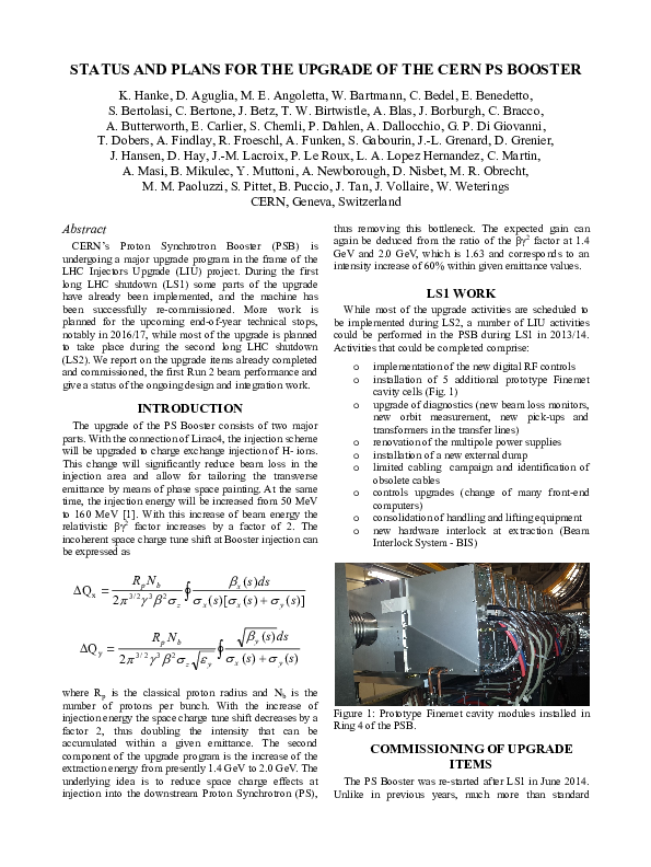 (PDF) Status and Plans for the Upgrade of the CERN PS Booster