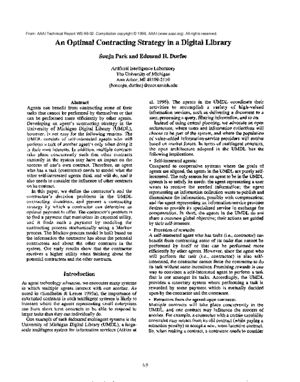 (PDF) An Optimal Contracting Strategy in a Digital Library | Edmund Durfee - Academia.edu