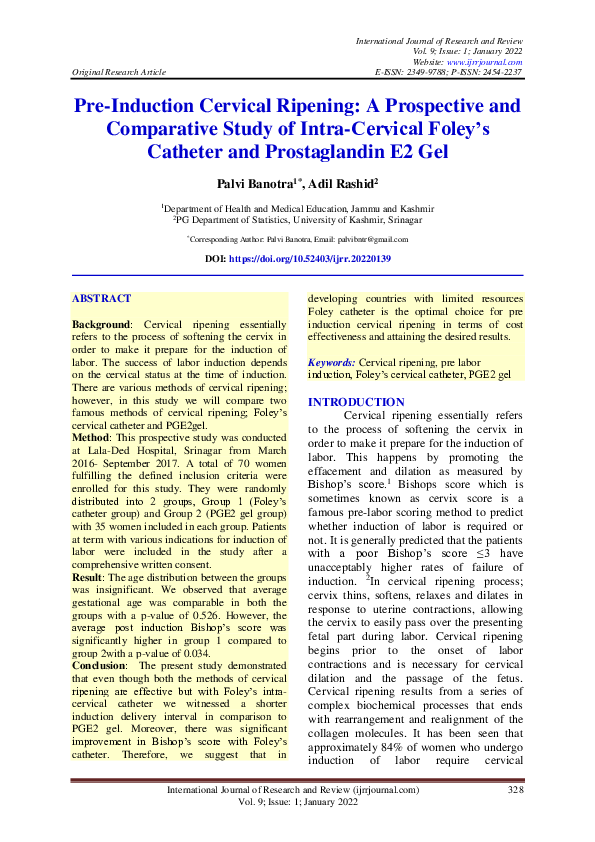 (PDF) Pre-Induction Cervical Ripening: A Prospective and Comparative ...