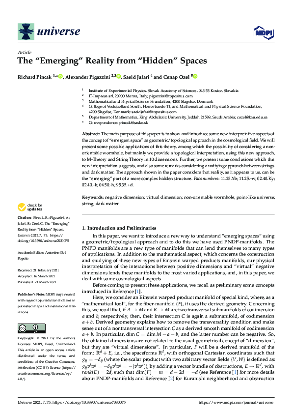 (PDF) The “Emerging” Reality from “Hidden” Spaces