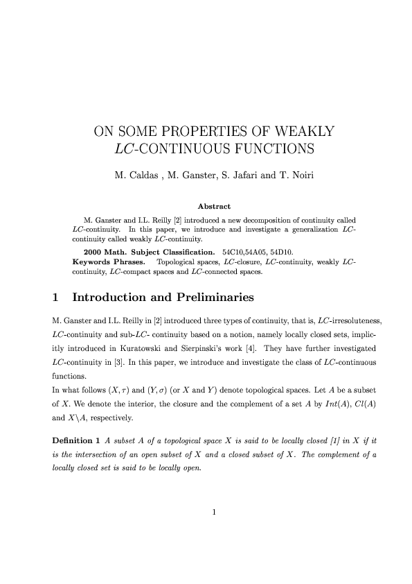 (PDF) On Some Properties of Weakly LC-Continuous Functions