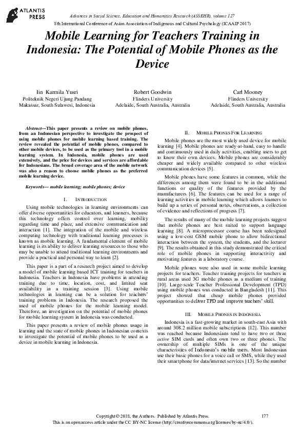 (PDF) Mobile Learning for Teachers Training in Indonesia: The Potential ...