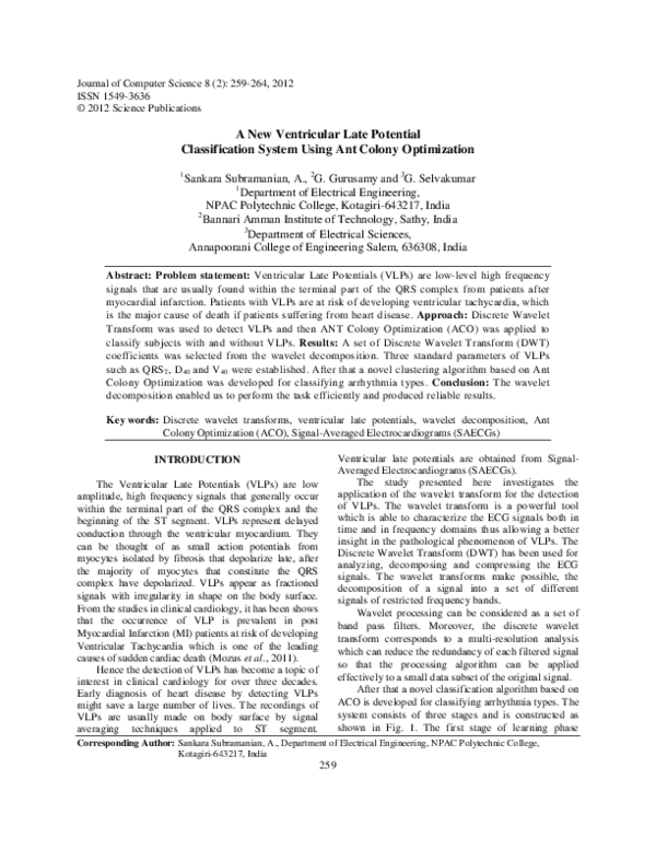 (PDF) A New Ventricular Late Potential Classification System Using Ant ...